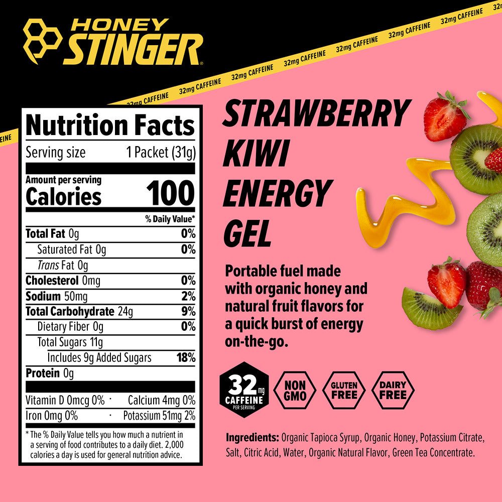 Strawberry Kiwi Caffeinated Energy Gel | Honey Stinger